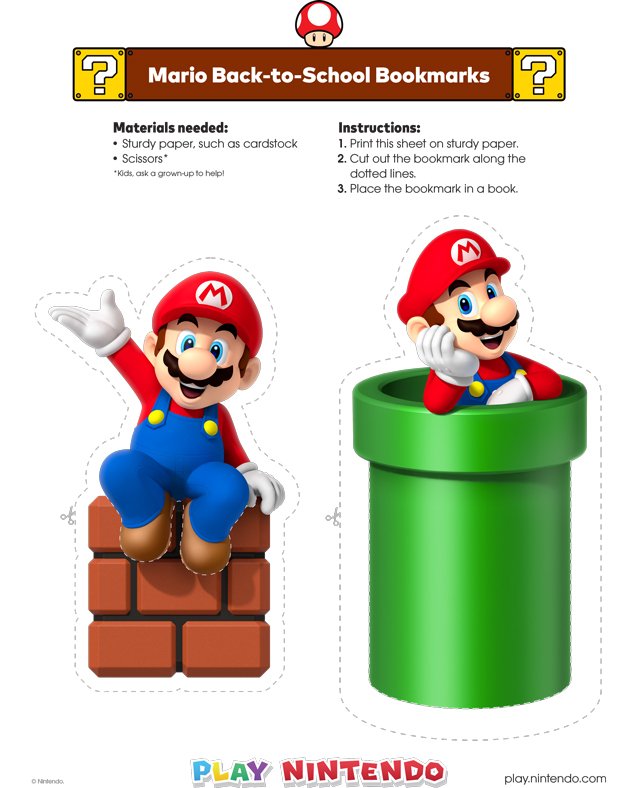 Mario Back-To-School Printable Bookmarks - Play Nintendo.